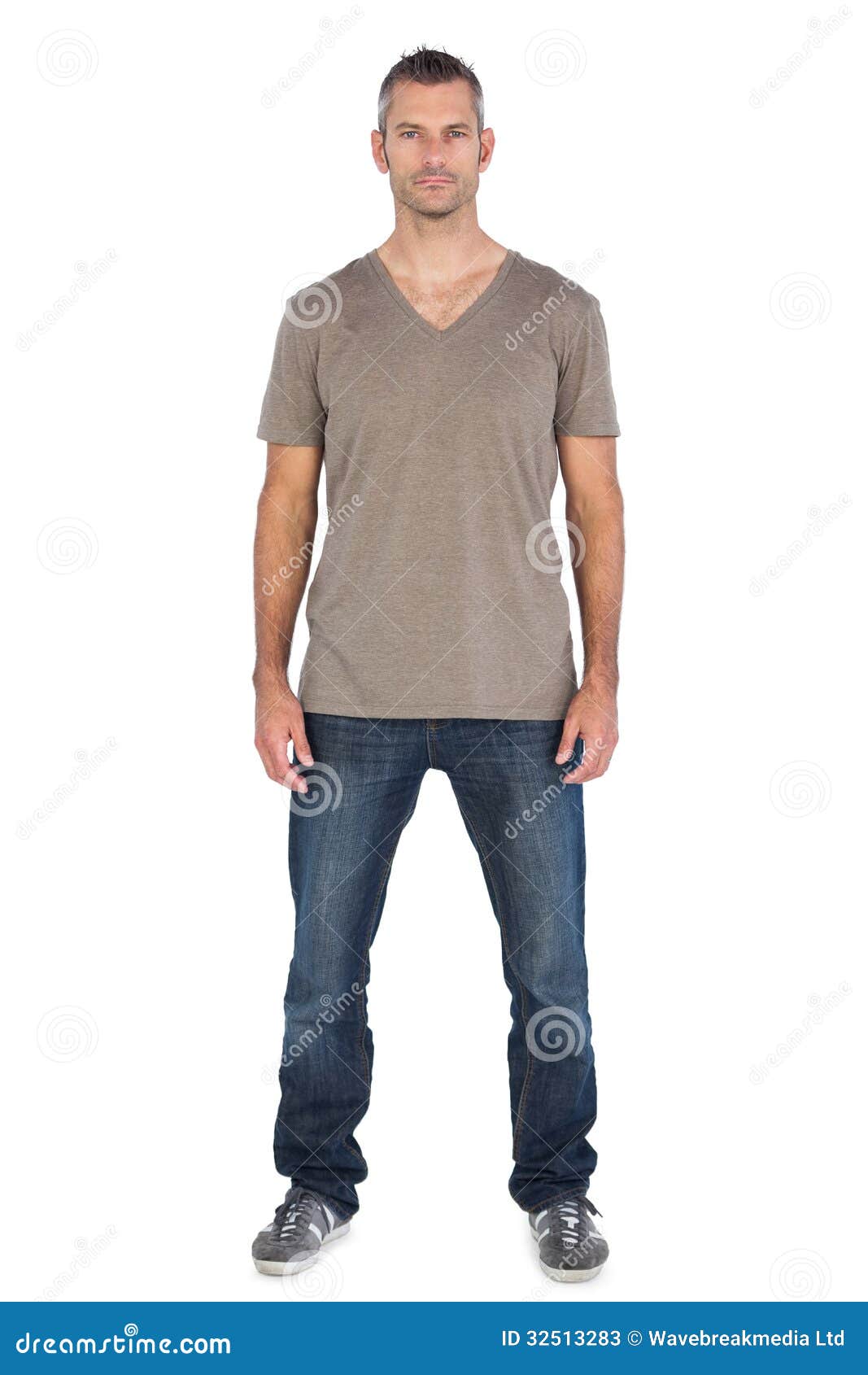 Serious Standing Man Looking at the Camera Stock Image - Image of jeans ...