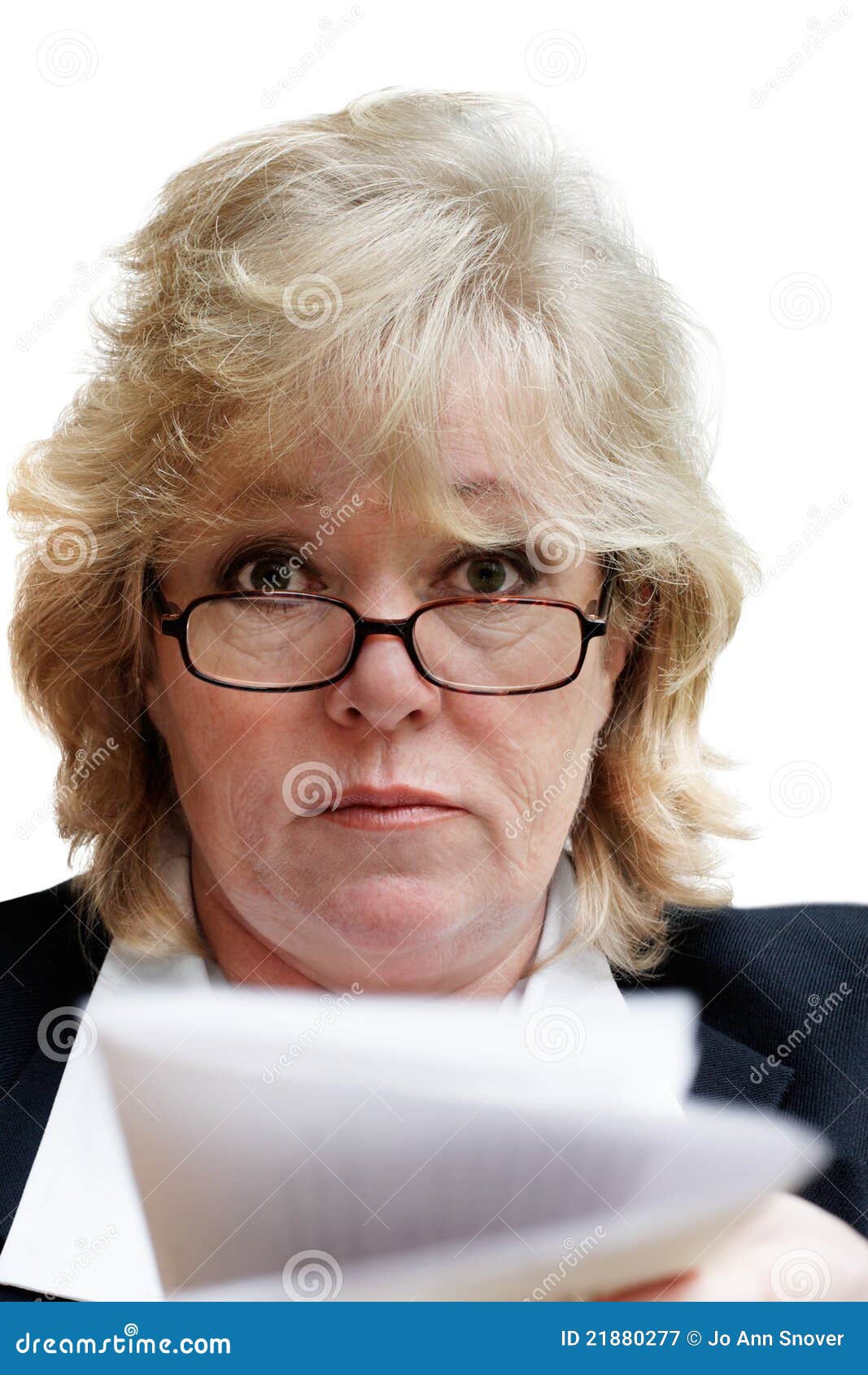 Serious Stare Holding Out Paper Stock Image - Image of paperwork ...