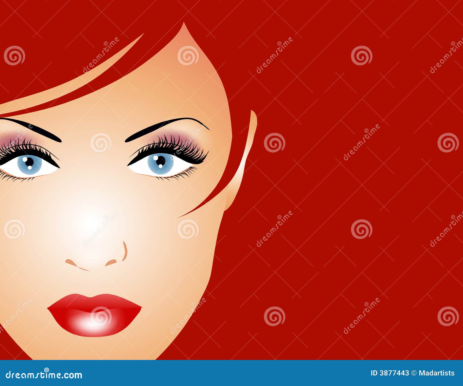 Serious Staring Female Face on Red Stock Illustration - Illustration of ...
