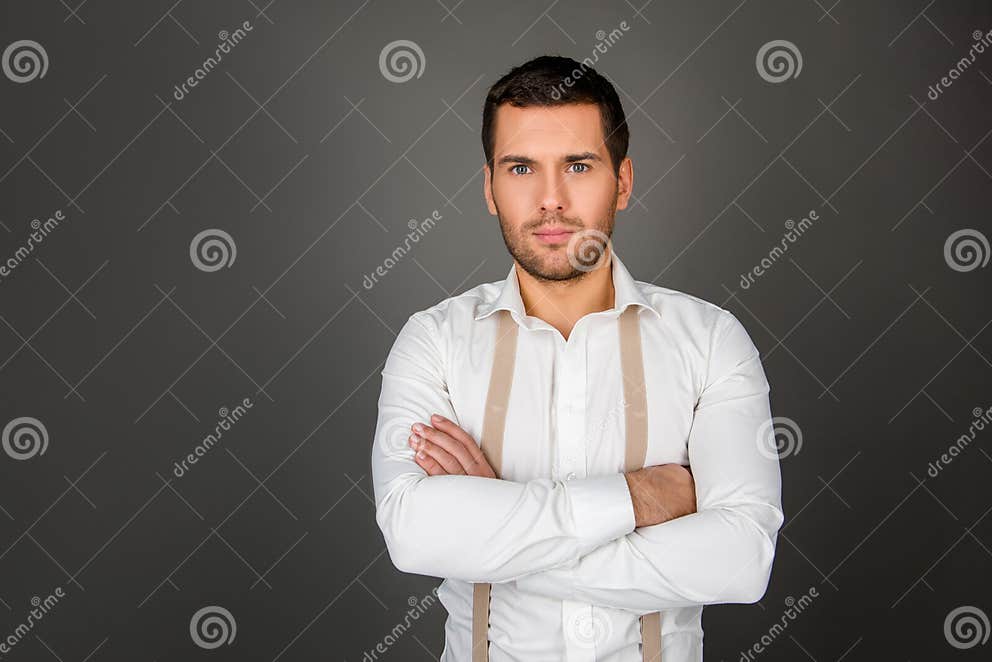 Serious Strict Man with Crossed Hands Stock Photo - Image of confident ...