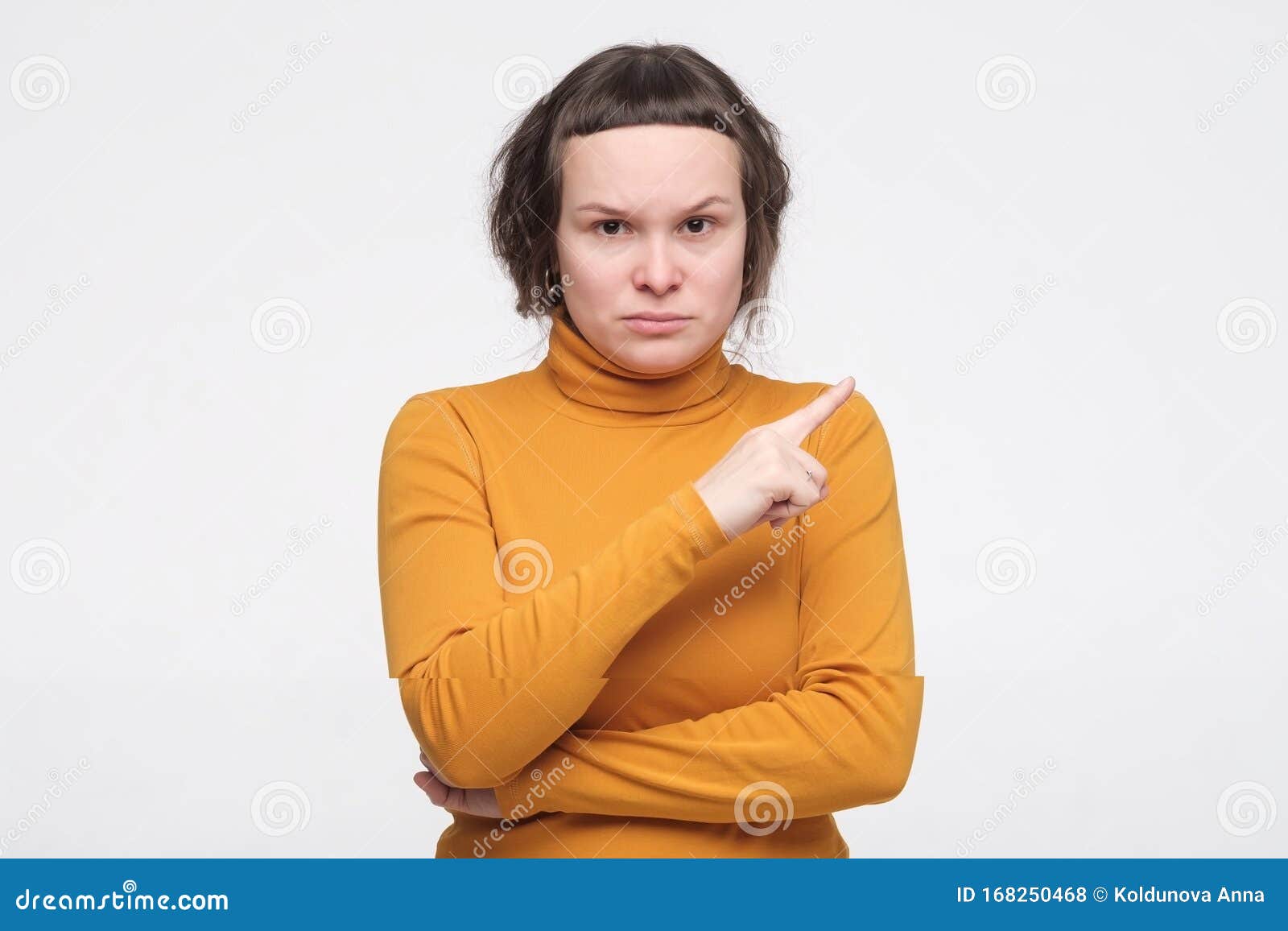Serious And Strict Old Woman Grandmother Forbid Stretch Arm Forward