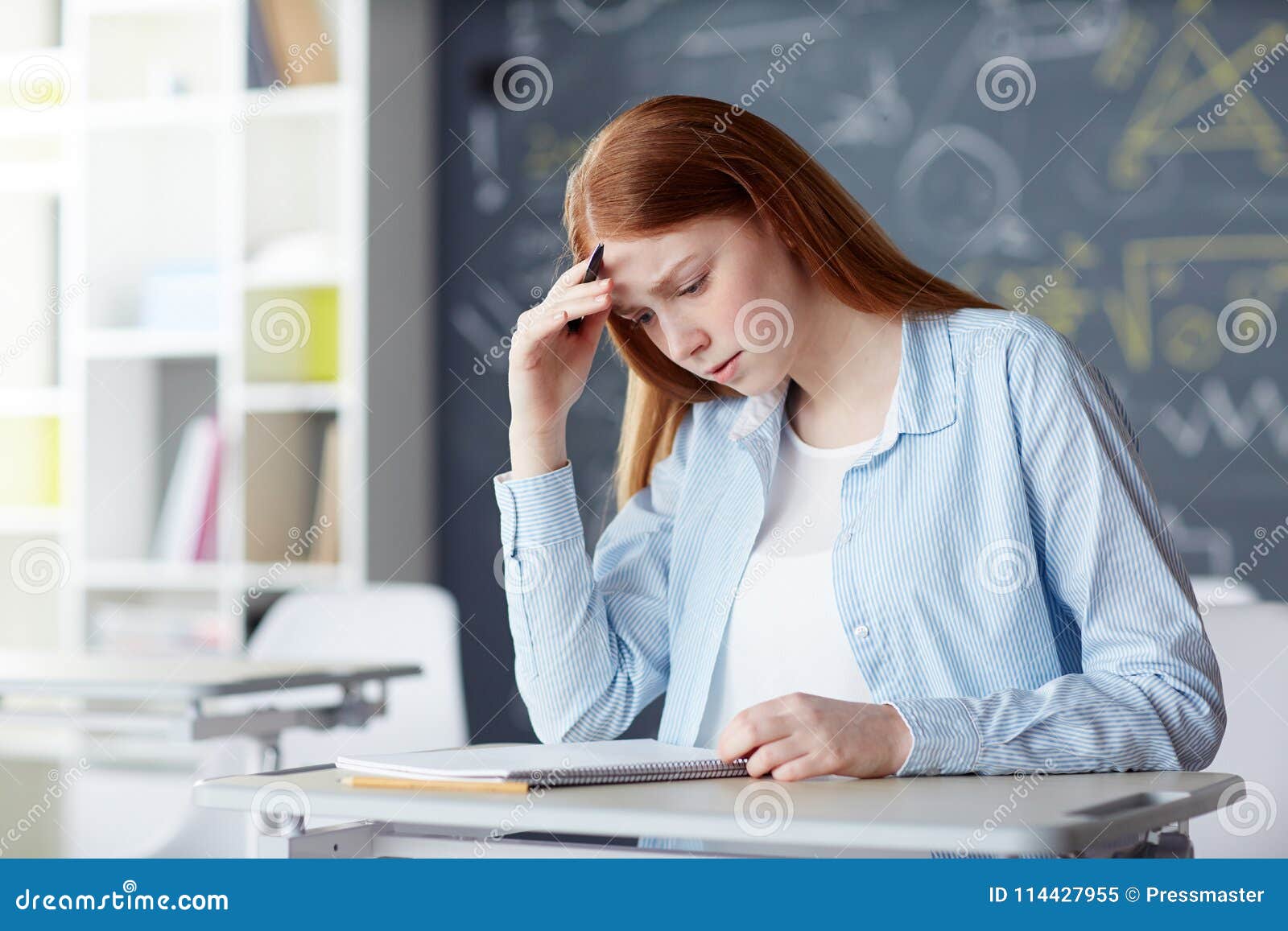 Learning in college stock image. Image of concentration - 114427955