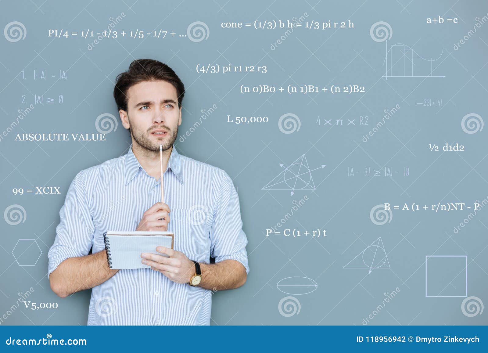 Serious Student Looking Thoughtful while Having a Geometry Lesson Stock ...