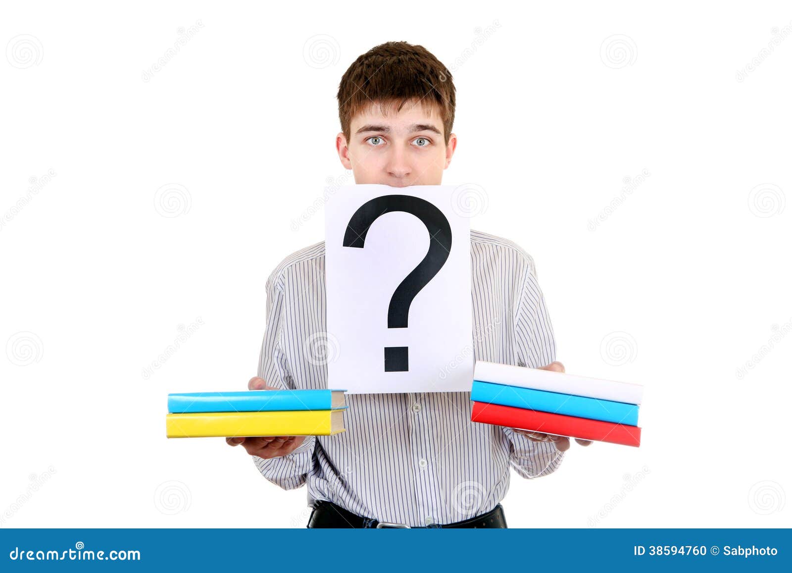Serious Student with Question Mark Stock Photo - Image of dilemma ...