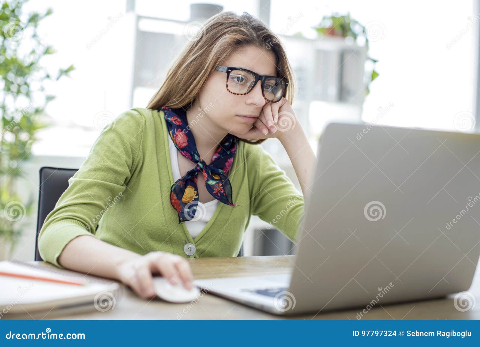 Serious Student Studying on Computer Stock Photo - Image of home ...
