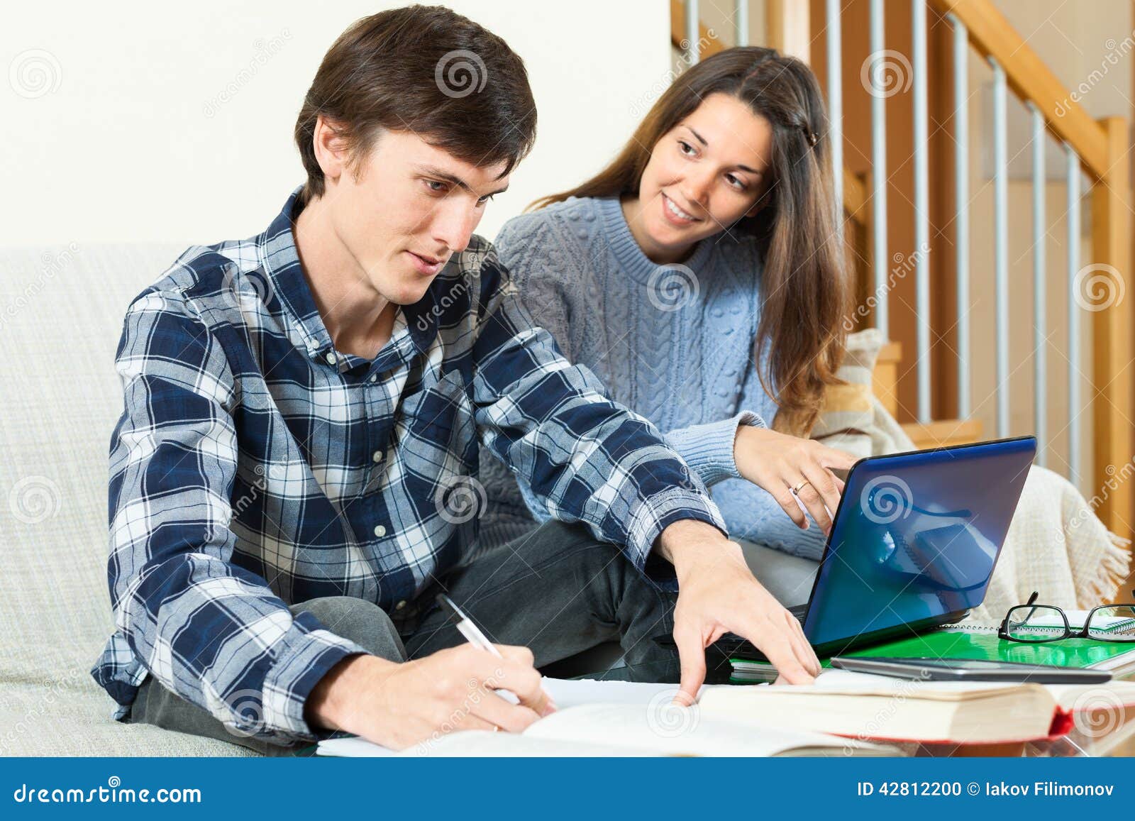 Serious Students Preparing for Exam with Books Stock Photo - Image of ...