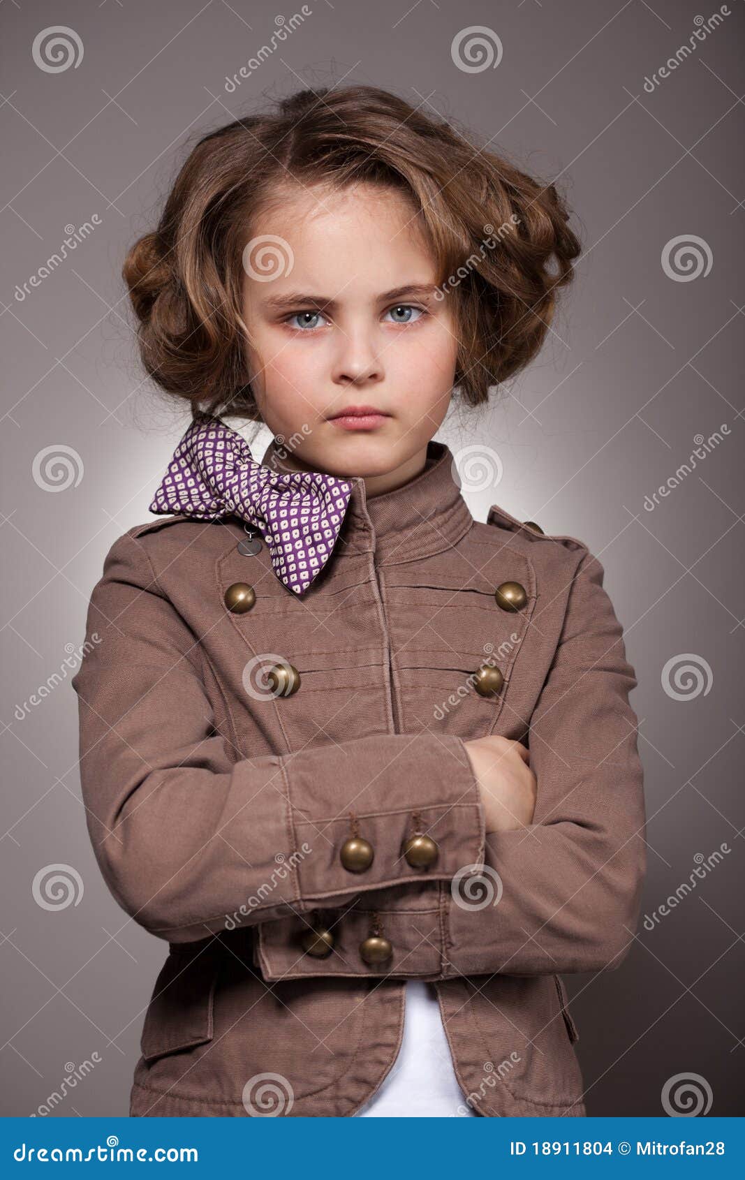 Serious Stylish Little Girl Looking at Camera Stock Photo - Image of ...