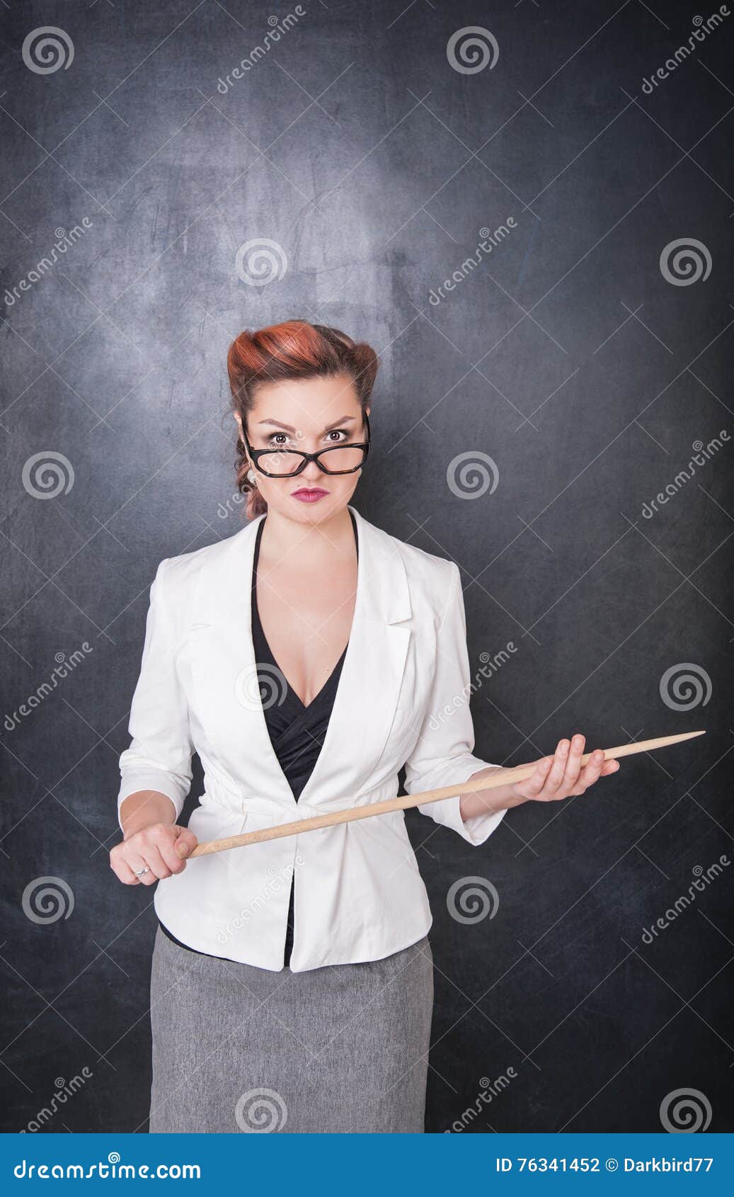 Serious Teacher In Glasses With Pointer Stock Photography ...