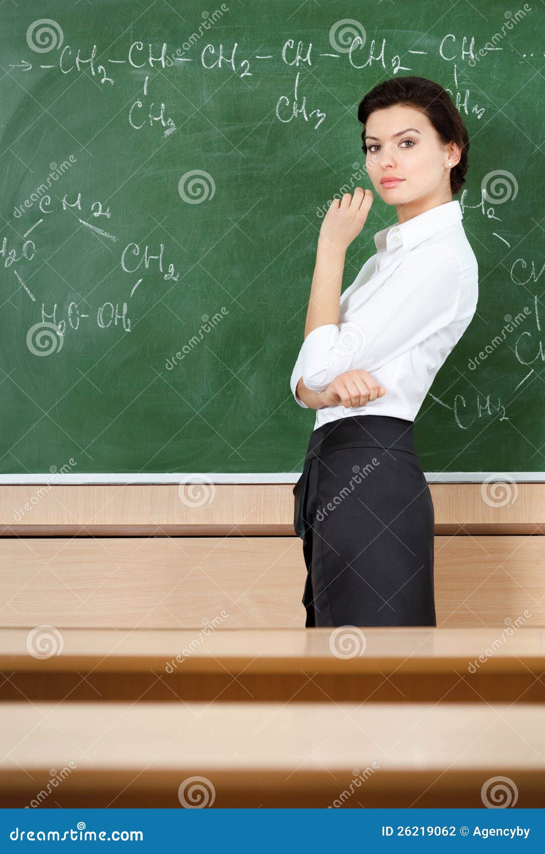 Serious Teacher Wrote Chemical Formula Stock Photo - Image of adult ...