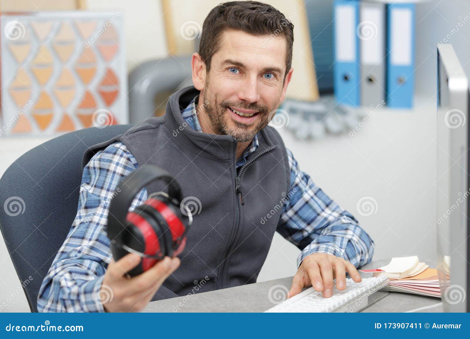 Serious Thoughtful Handsome Construction Engineer in Office Stock Image ...