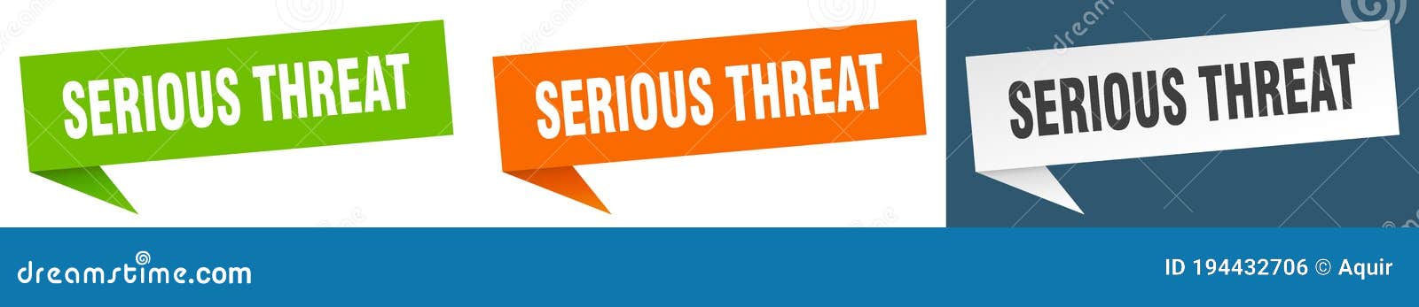 Serious Threat Banner. Serious Threat Speech Bubble Label Set Stock ...