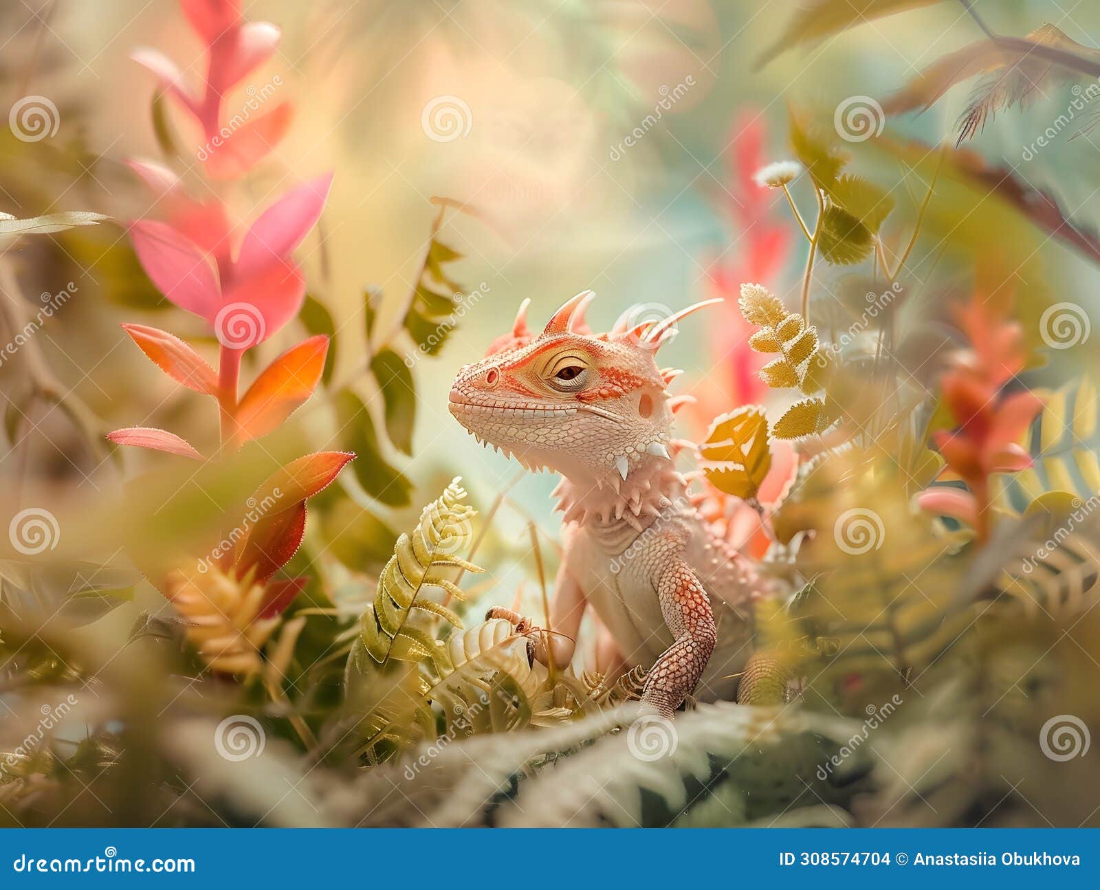 A Serious Tiny Dragon in the Forest at Dawn Stock Illustration ...