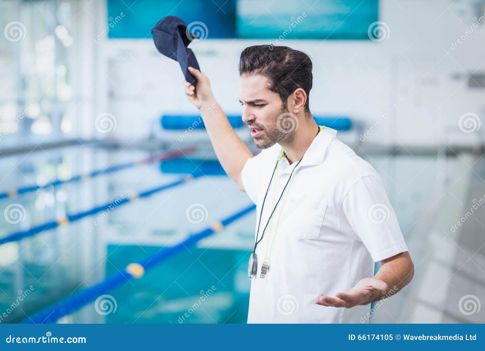 Serious Trainer Angry at Someone Stock Image - Image of pool ...