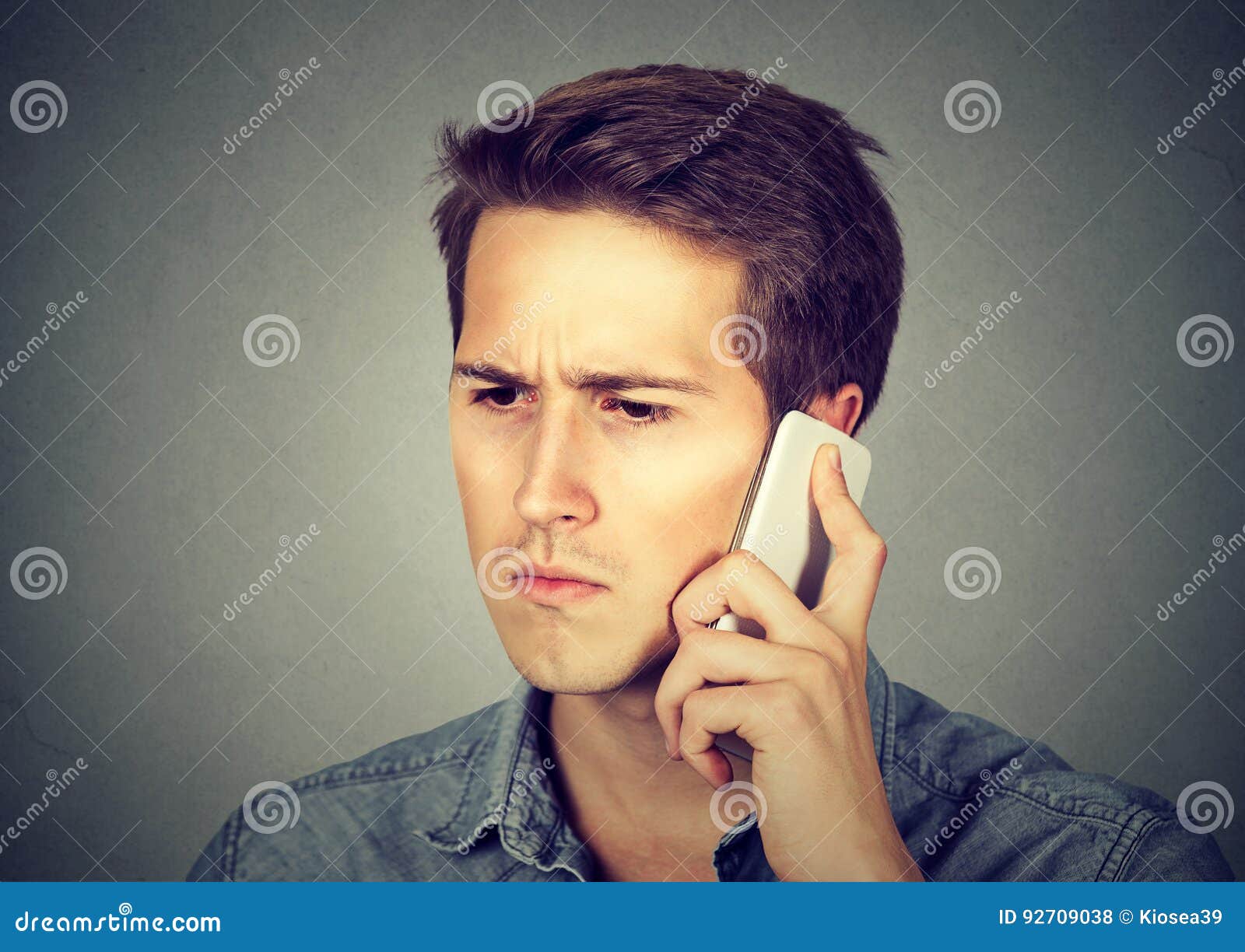 Serious Upset Man Having Mobile Phone Conversation Stock Photo - Image ...