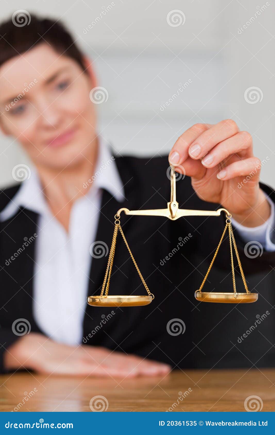 Serious Woman Holding the Justice Scale Stock Image - Image of detail ...