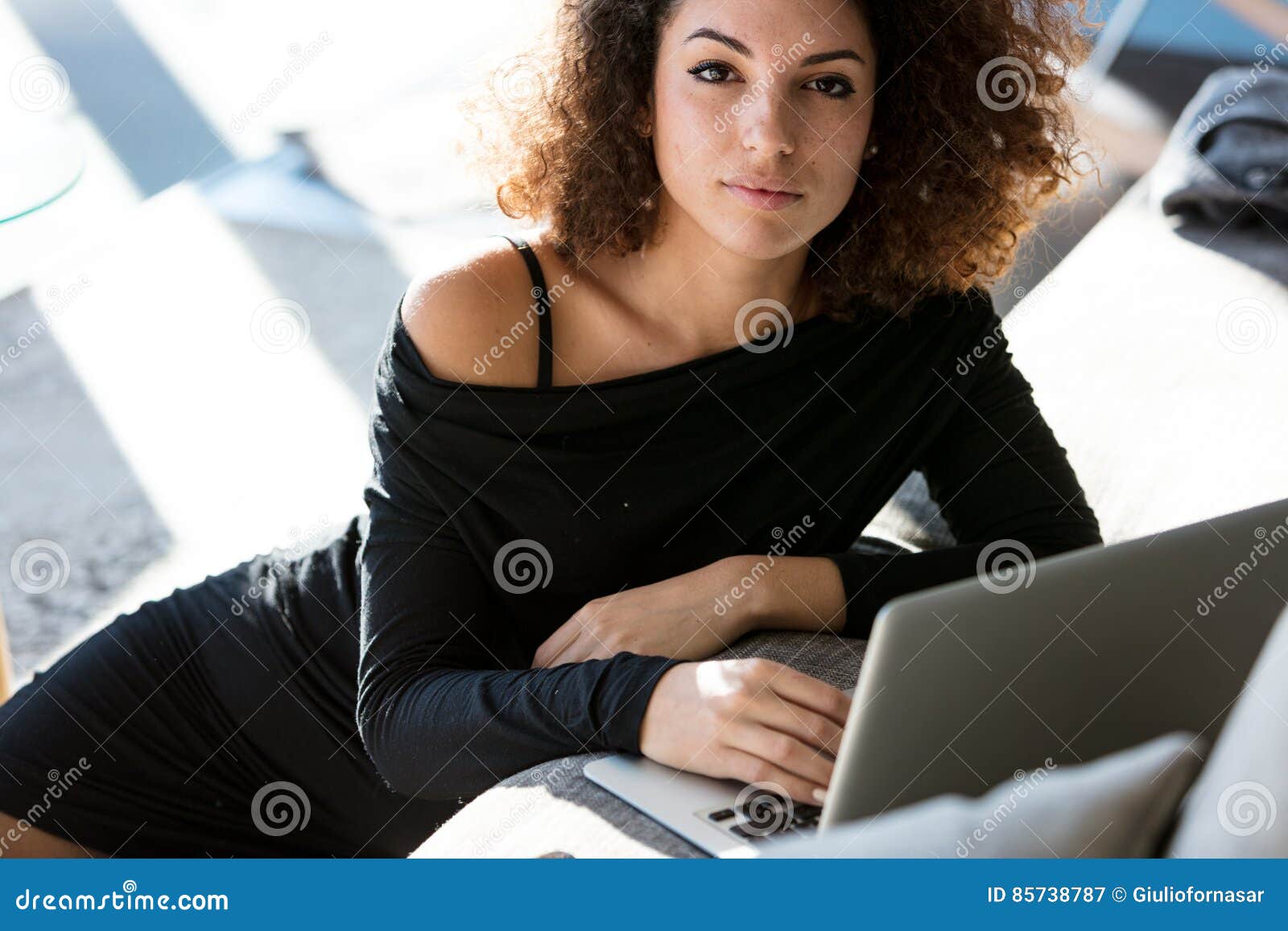 Serious Woman Looking Attentively at the Camera Stock Image - Image of ...