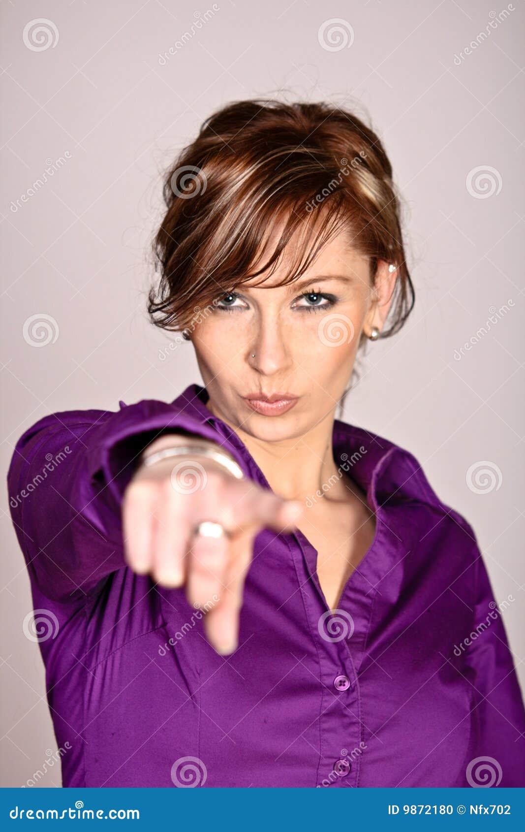 Serious Woman Pointing at You Stock Photo - Image of hair, pick: 9872180