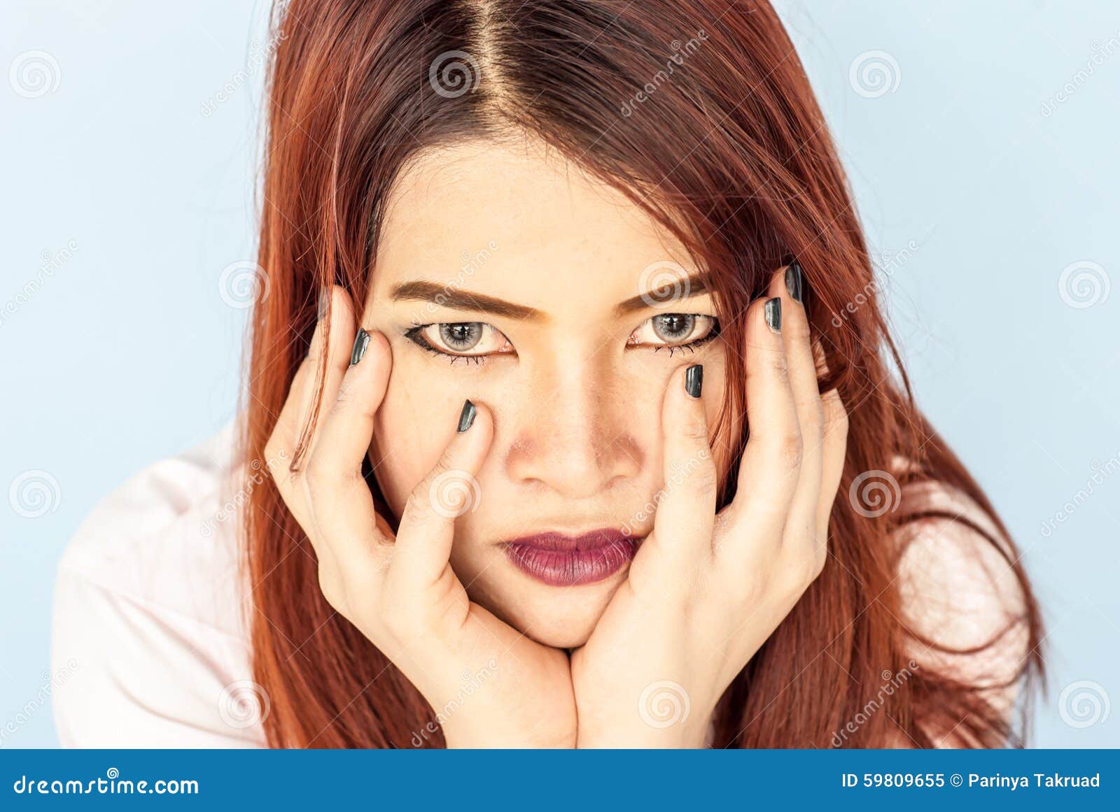 Serious Woman Pondering Over Something. Stock Image - Image of woman ...