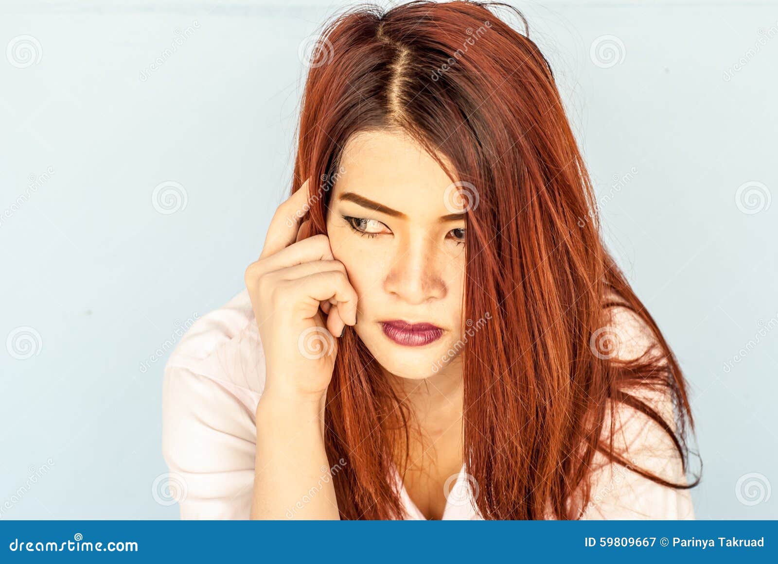 Serious Woman Pondering Over Something. Stock Image - Image of white ...