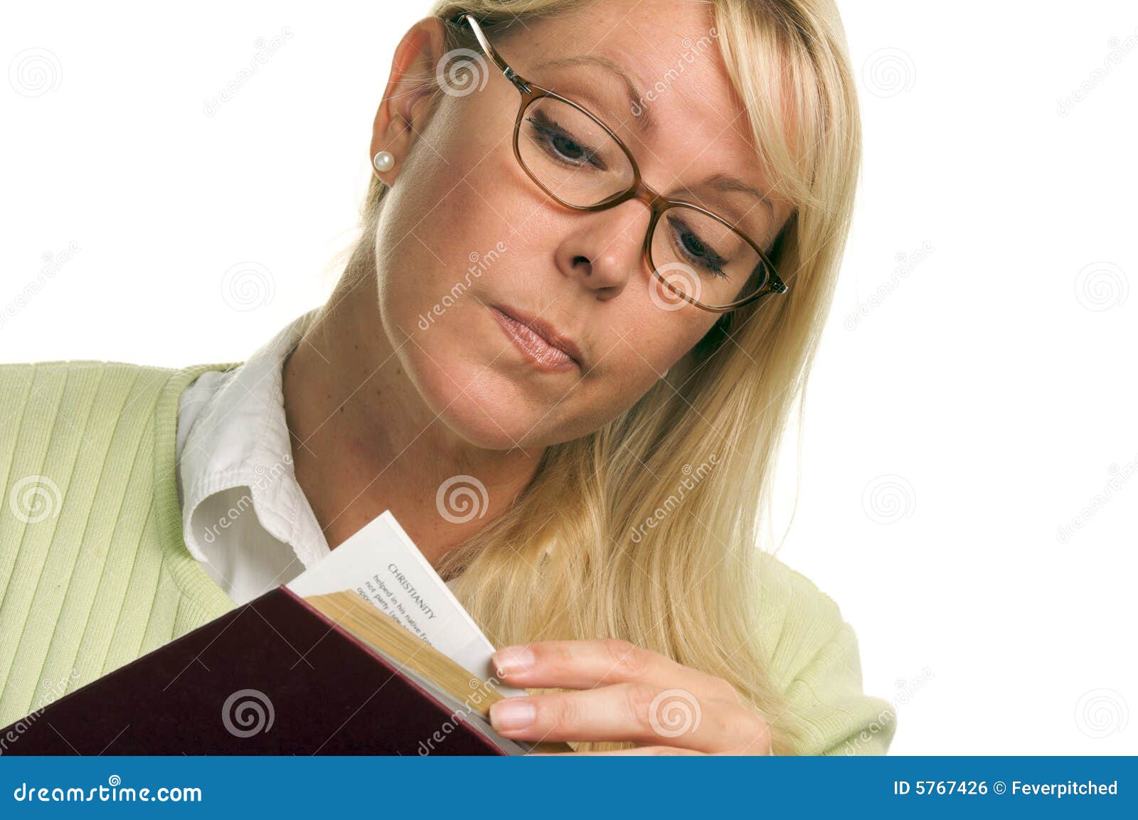Serious Woman Reading a Book Stock Photo - Image of education, books ...