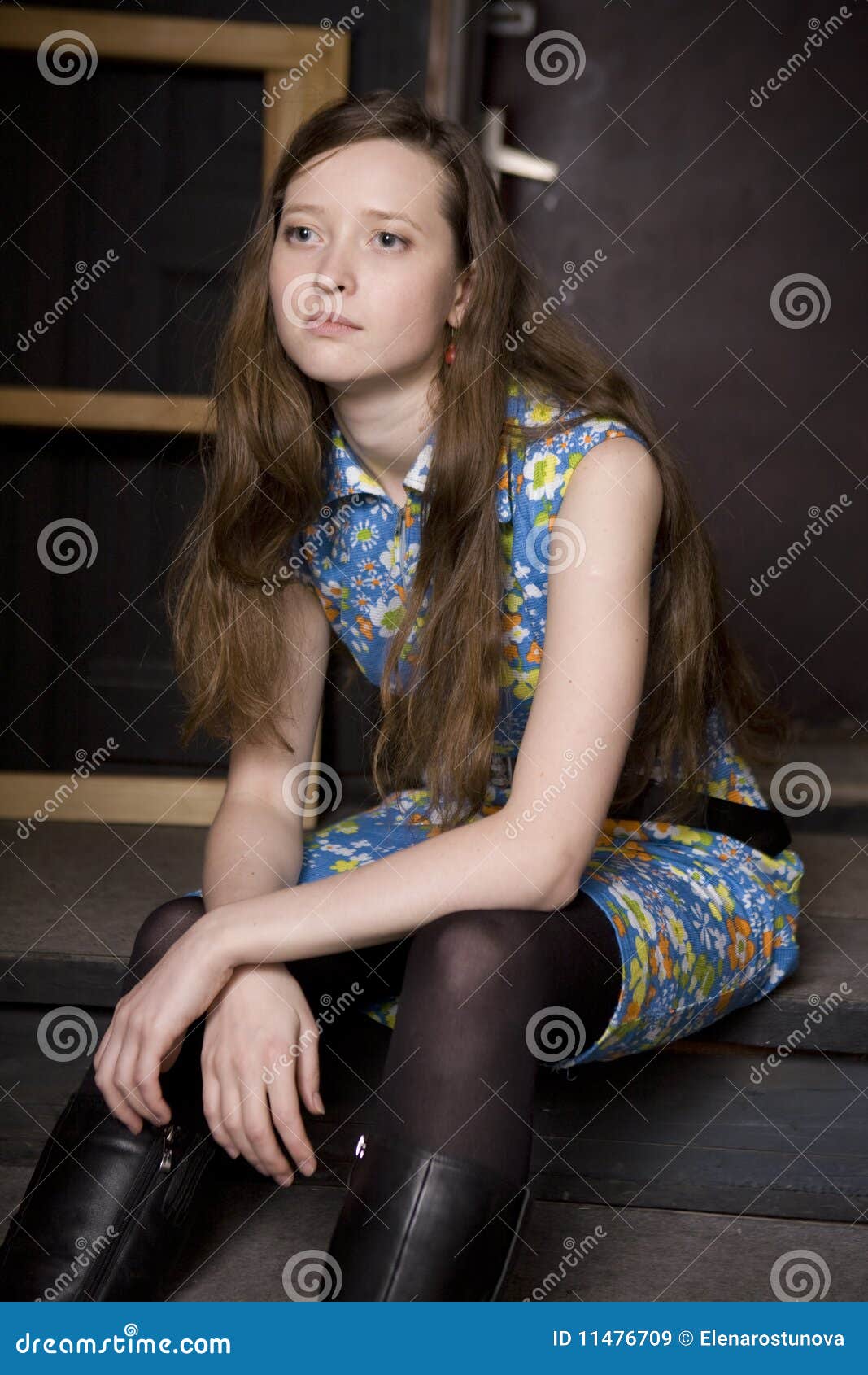 Serious Woman Sitting on Bench Stock Image - Image of serene, placid ...