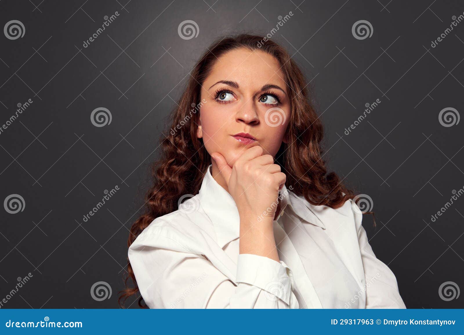 Serious woman thinking stock image. Image of grey, dark - 29317963