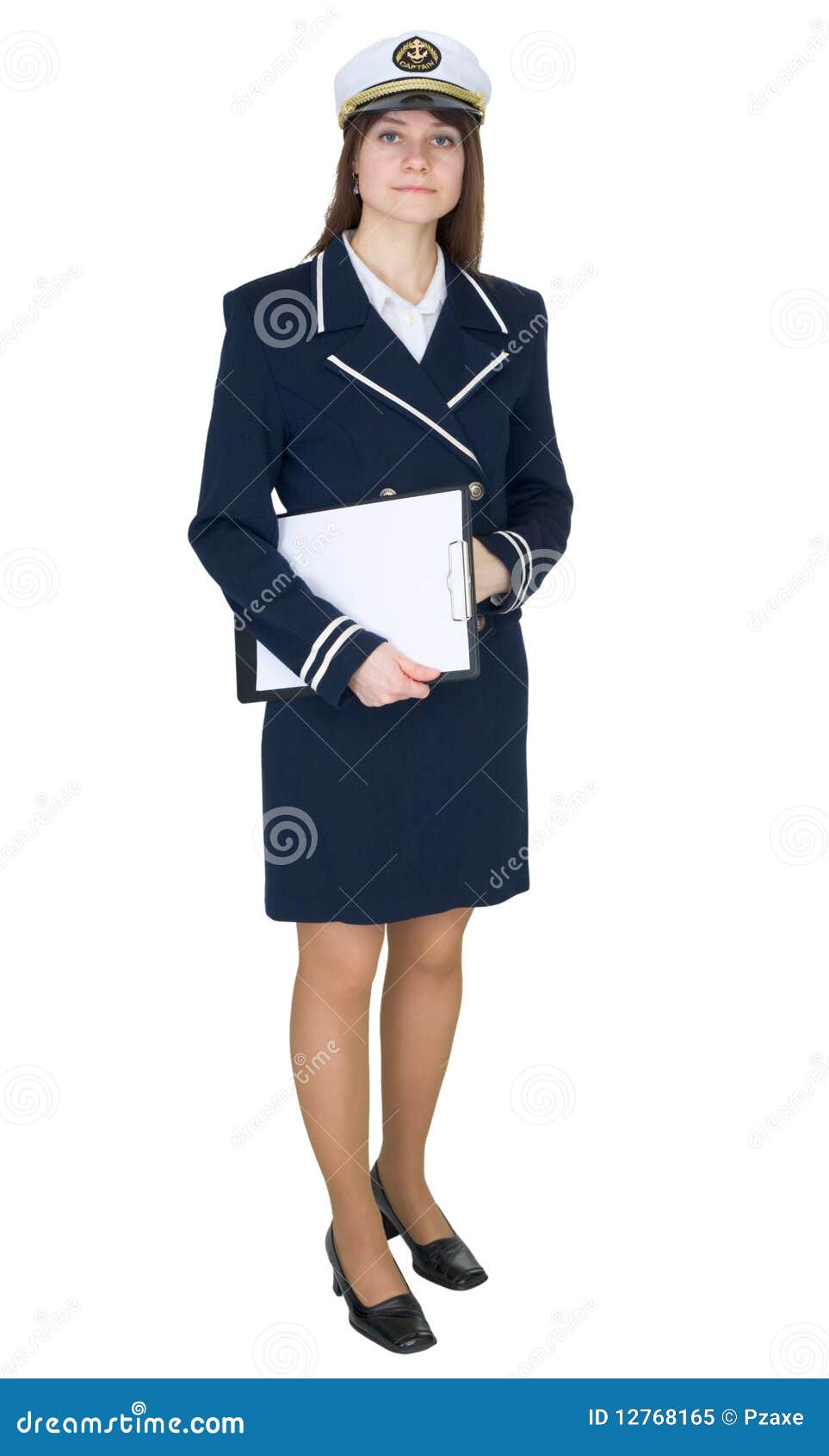 Serious Woman Uniform Sea Captain Tablet Stock Photos - Free & Royalty ...