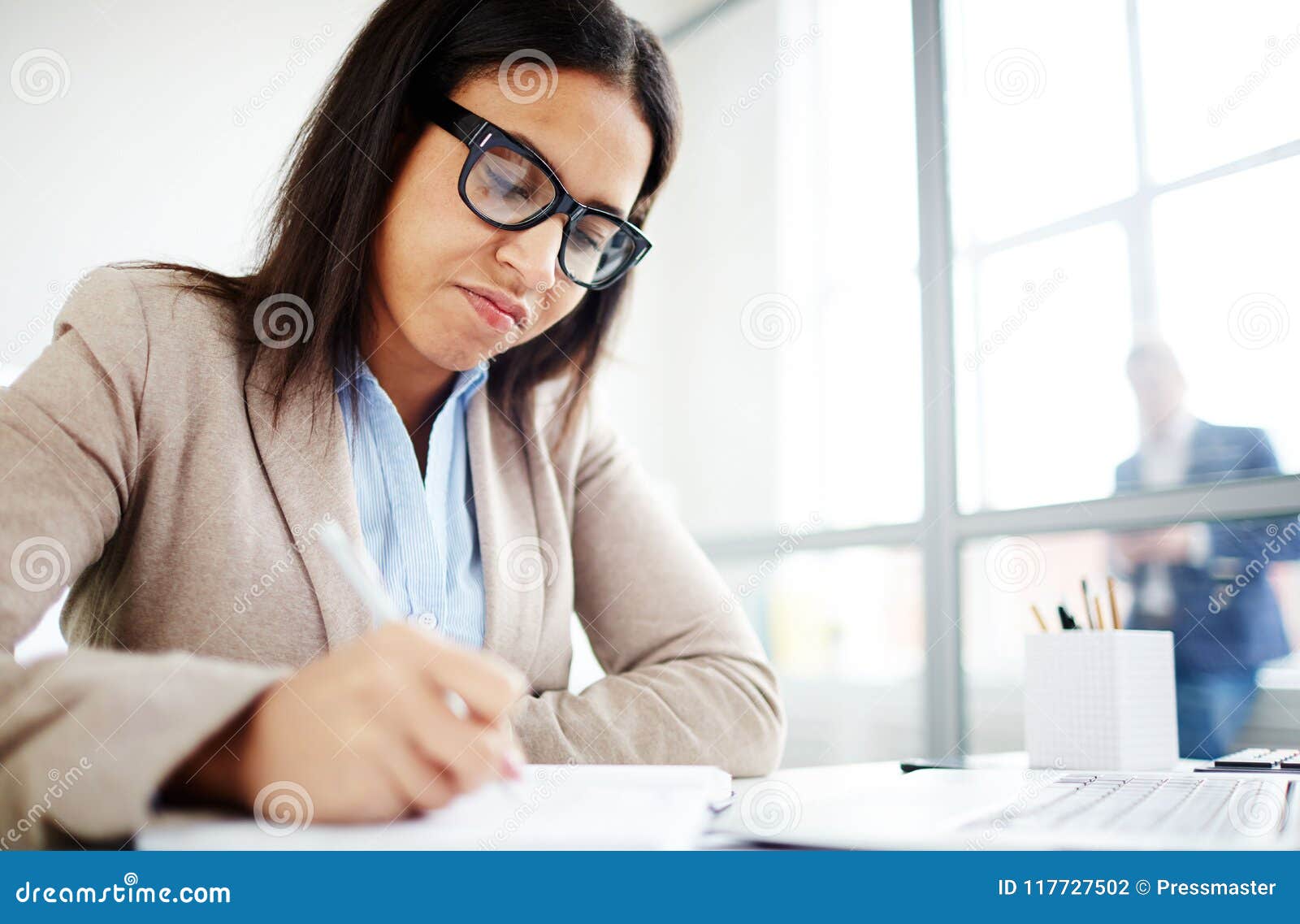 Concentrated on work stock photo. Image of eyeglasses - 117727502