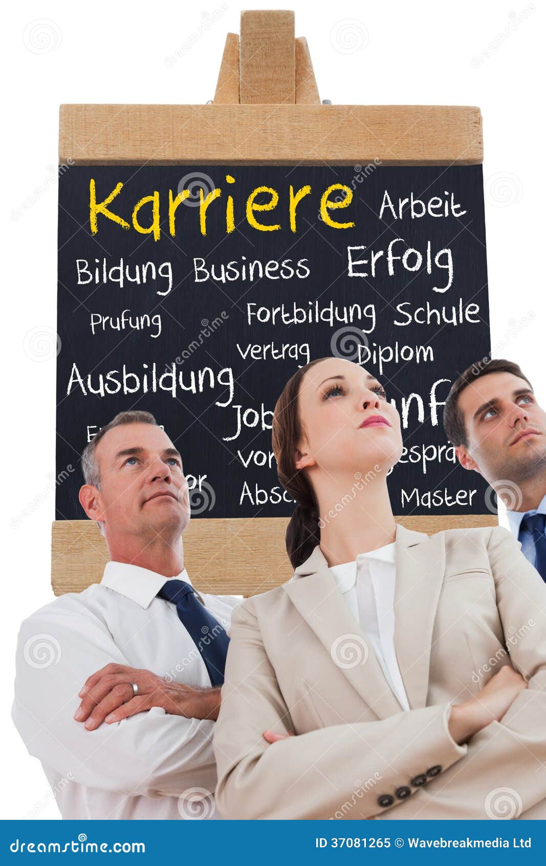 Serious Work Team Posing Together Looking Away Stock Image - Image of ...
