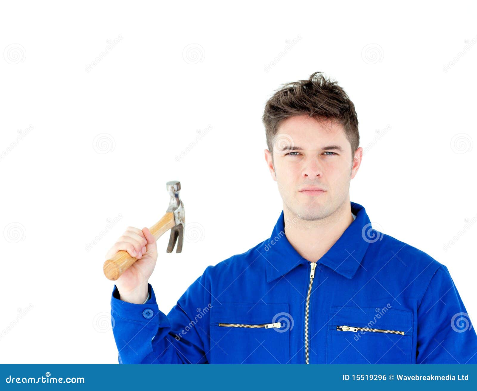 Serious Worker Holding a Hammer Stock Photo - Image of builder, happy ...