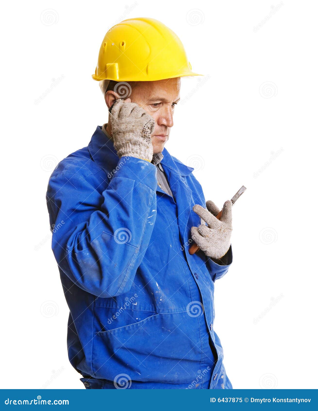 Serious Worker Talking on the Mobile Phone Stock Image - Image of ...
