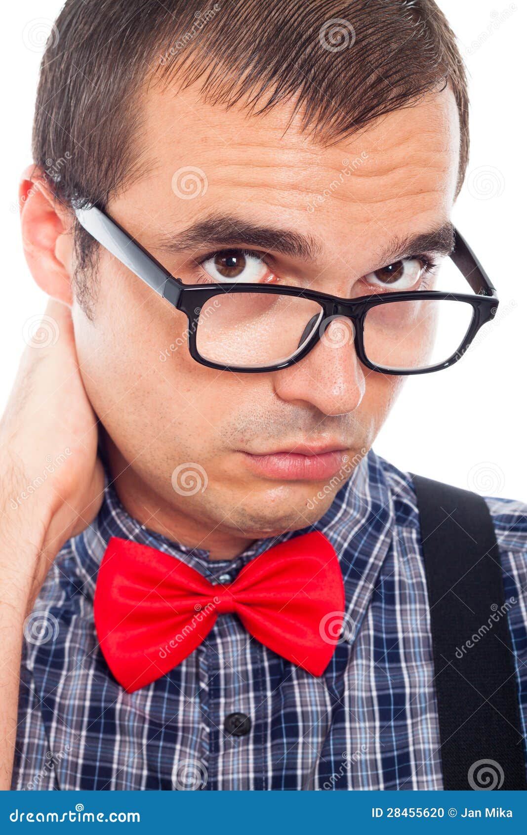 Close Up Portrait Funny Nerd Man Wearing Eyeglasses Stock Photos - Free ...