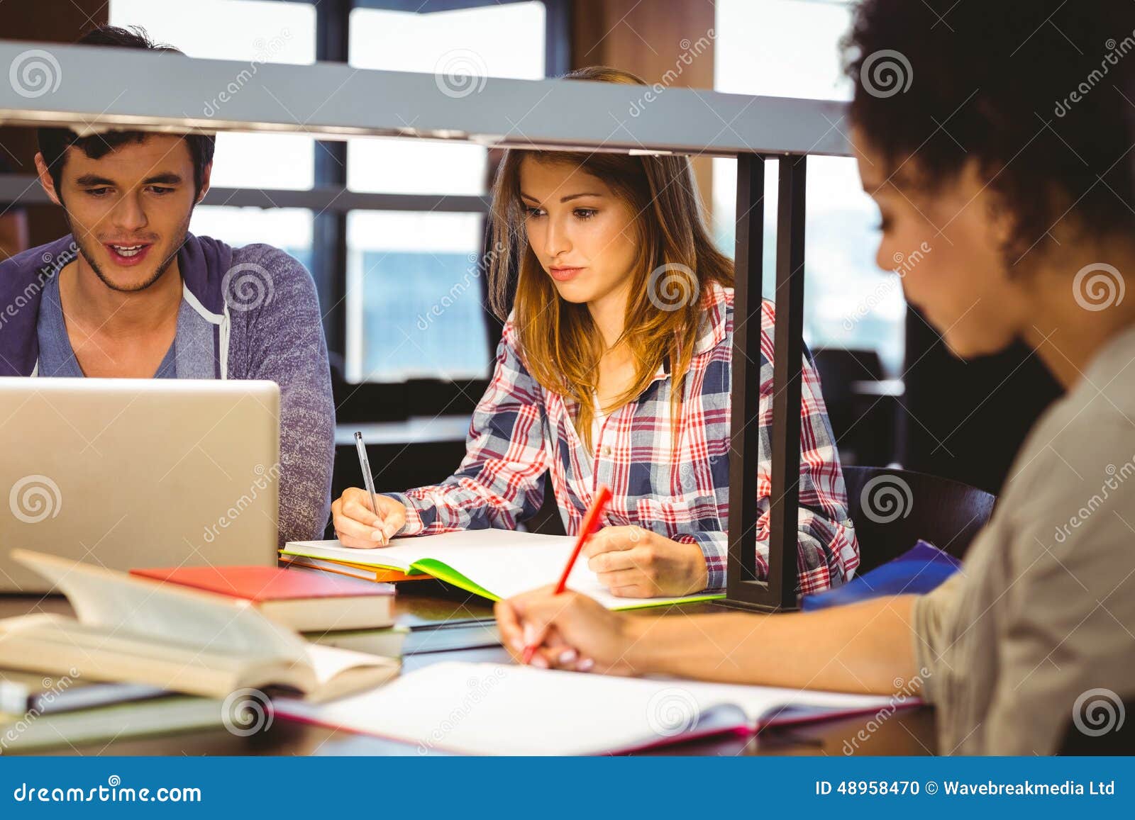 Serious Young Classmates Working Together Stock Photo - Image of ...