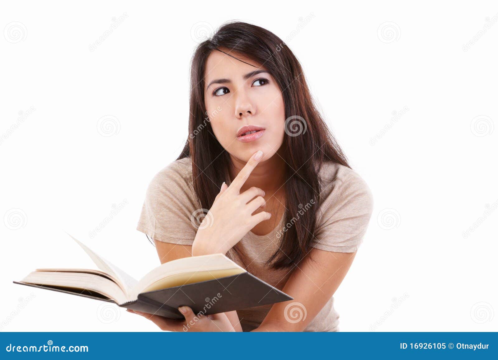 Serious Young Female with Book Stock Image - Image of beautiful ...