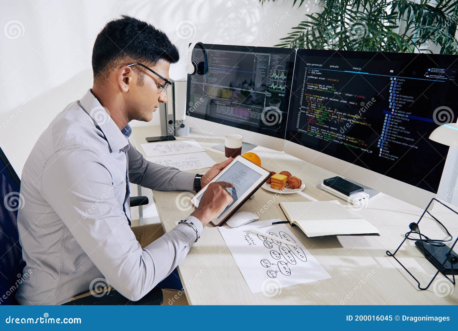 Software Developer Checking Mindmap Stock Image - Image of office ...