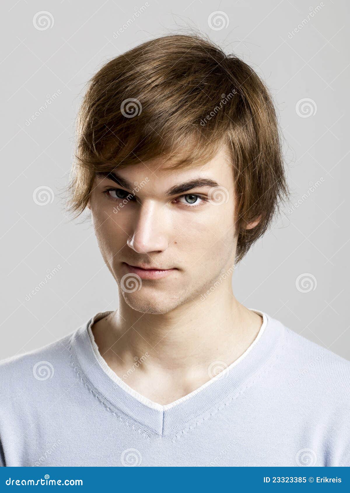 Serious young man stock image. Image of model, grey, modern - 23323385
