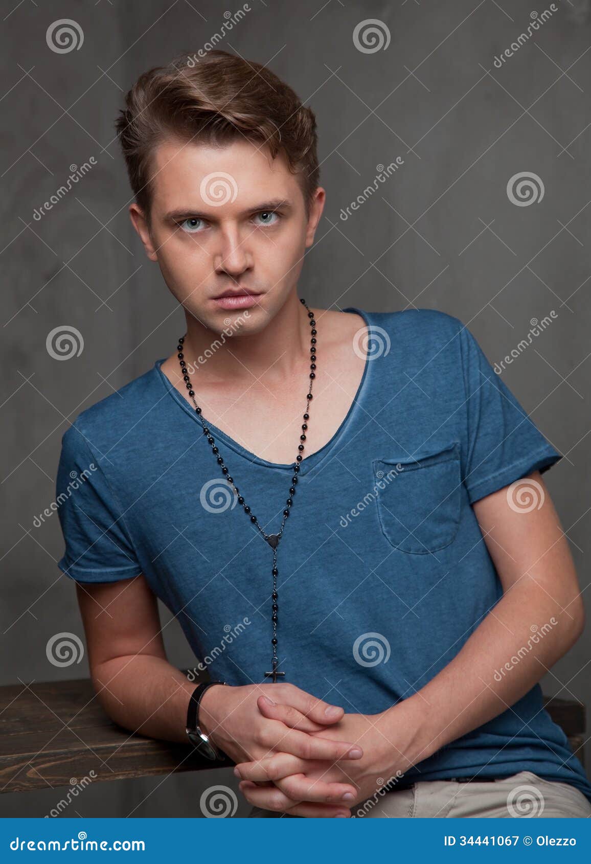 Serious young man stock image. Image of beauty, looking - 34441067
