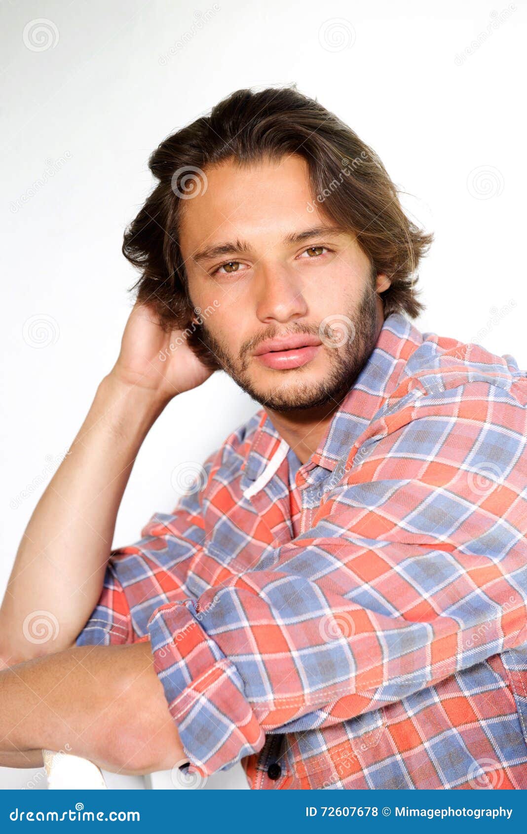Serious Young Man with Beard Staring Stock Photo - Image of caucasian ...
