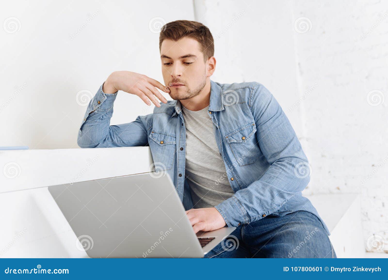 Serious Young Man Being Deep in Thoughts Stock Image - Image of ...
