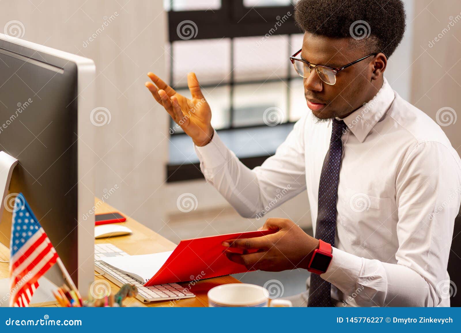 Serious Young Man Checking the Financial Reports Stock Image - Image of ...