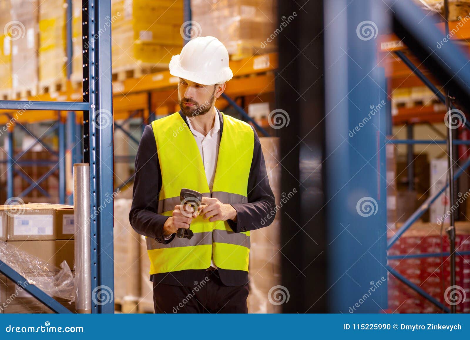 Serious Young Man Checking the Inventory Stock Photo - Image of ...
