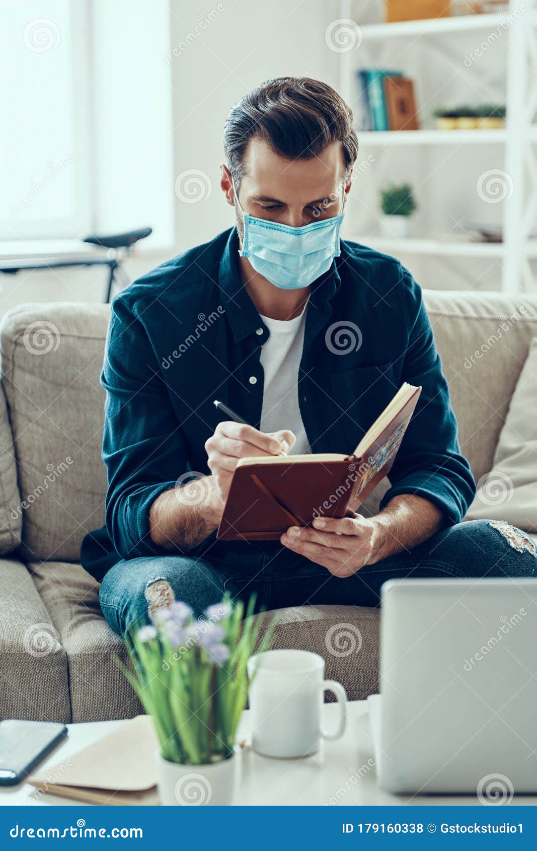 Serious Young Man in Protective Face Stock Photo - Image of ethnicity ...