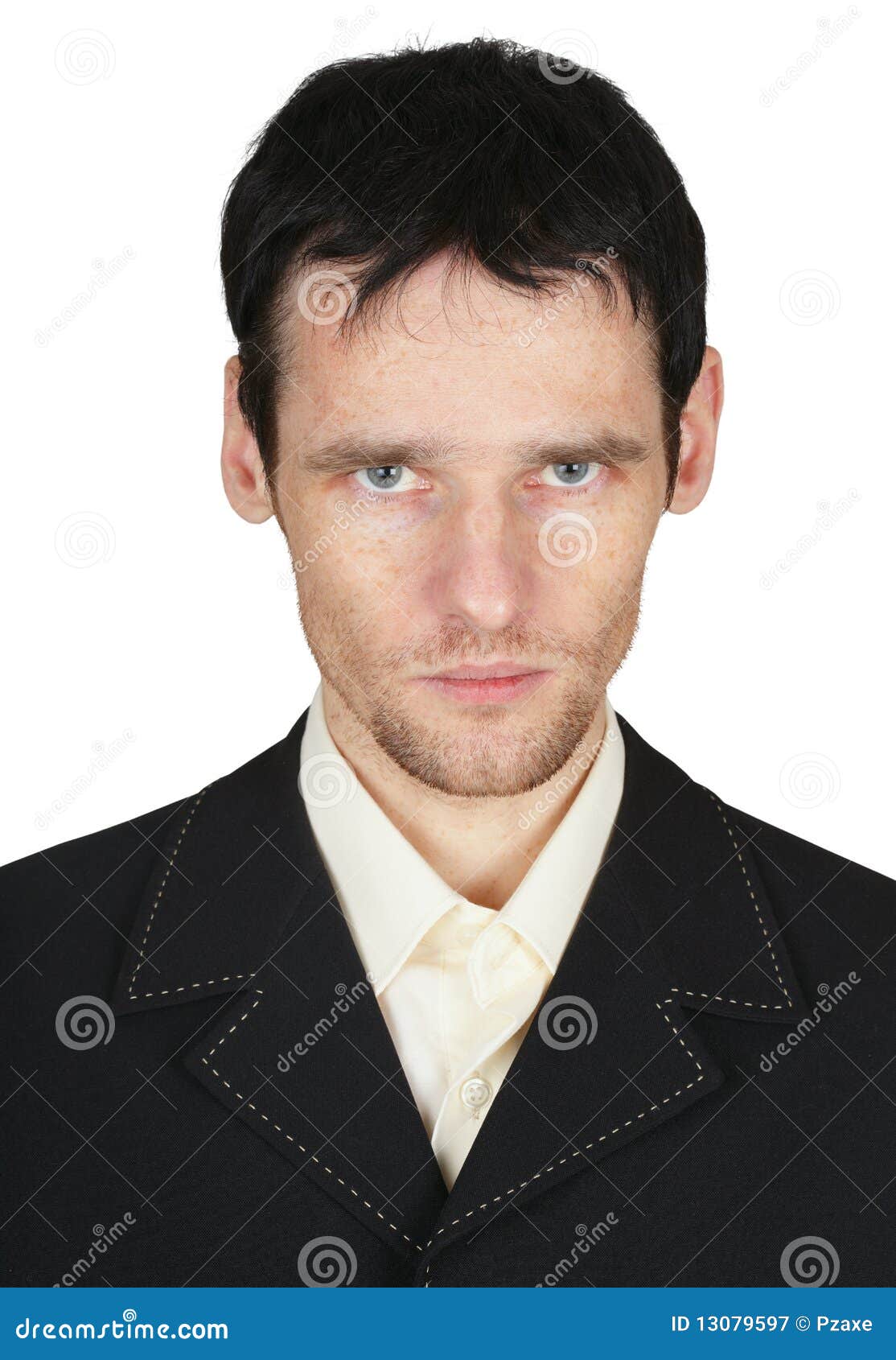 Serious Young Man with Unshaven Face Stock Image - Image of hair ...