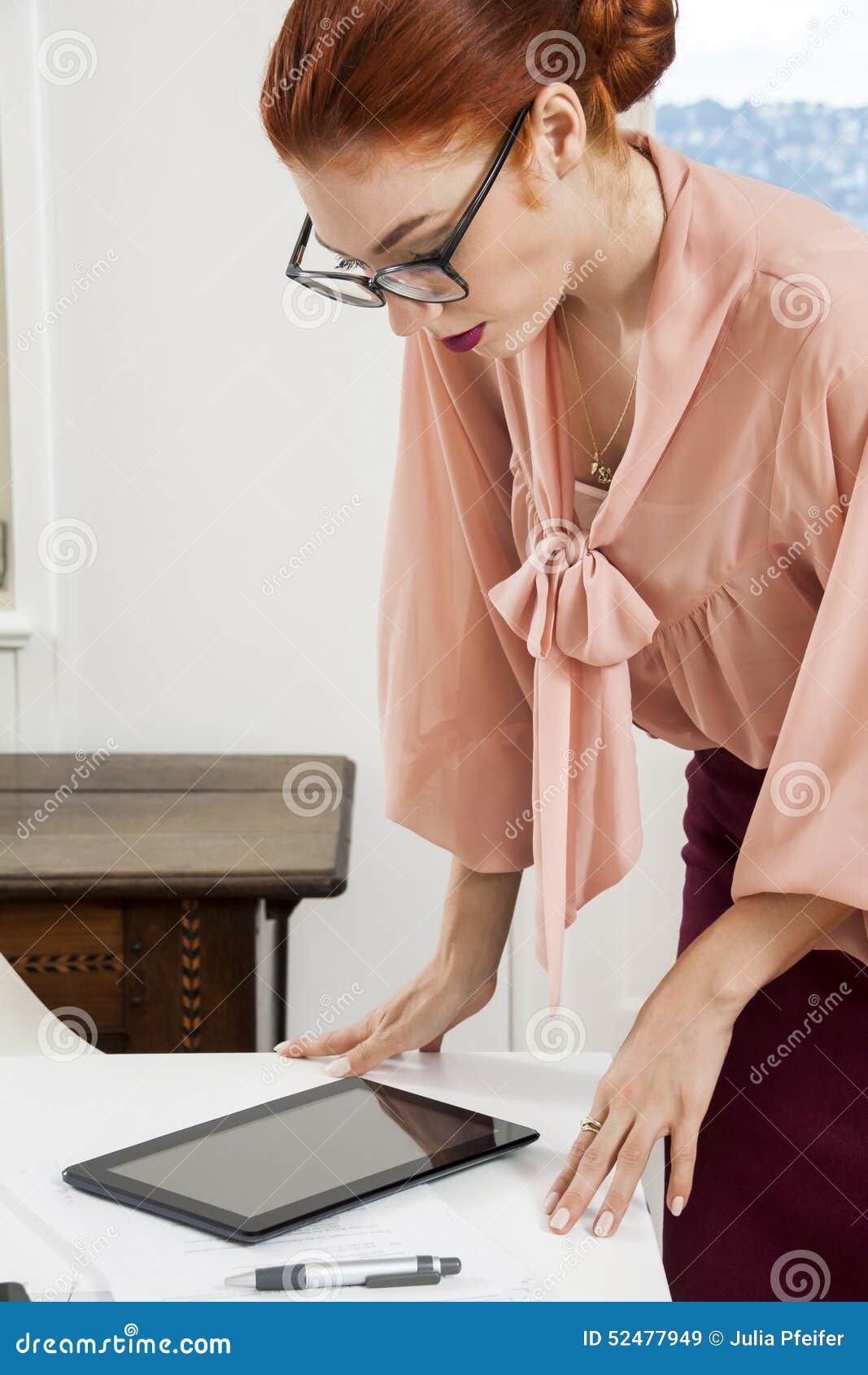 Serious Young Office Woman stock image. Image of secretary - 52477949