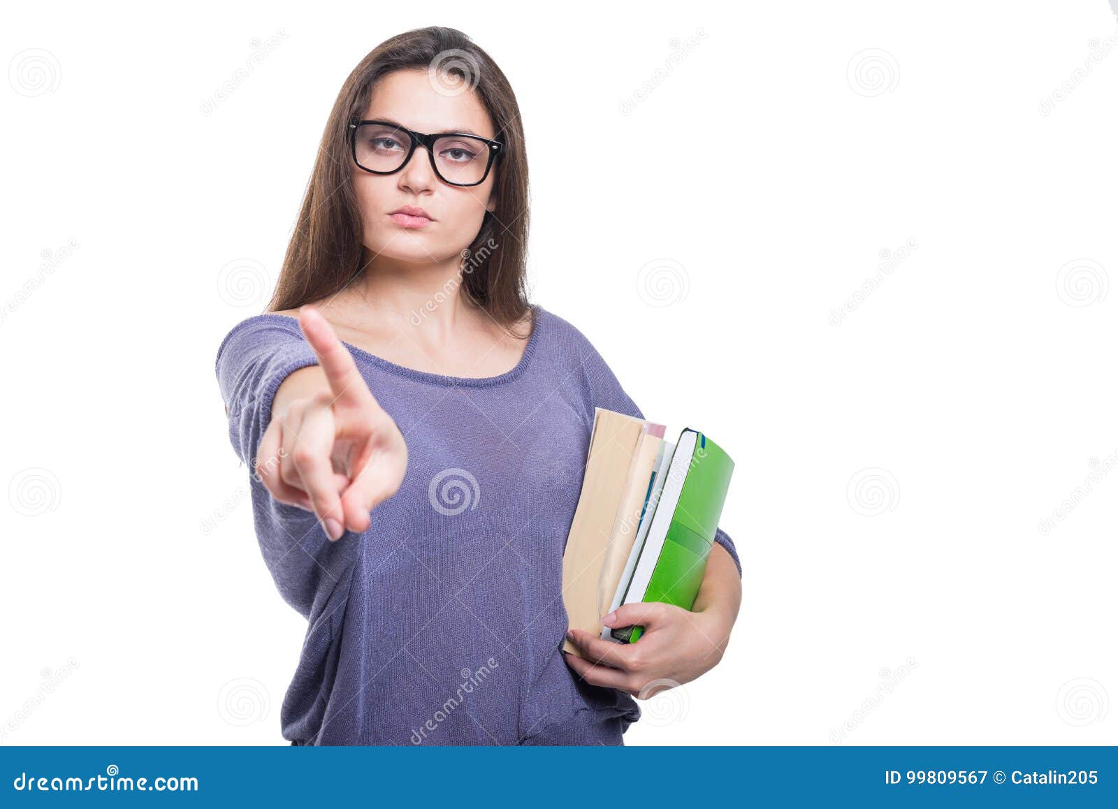 Serious Young Student with School Books Stock Image - Image of ...
