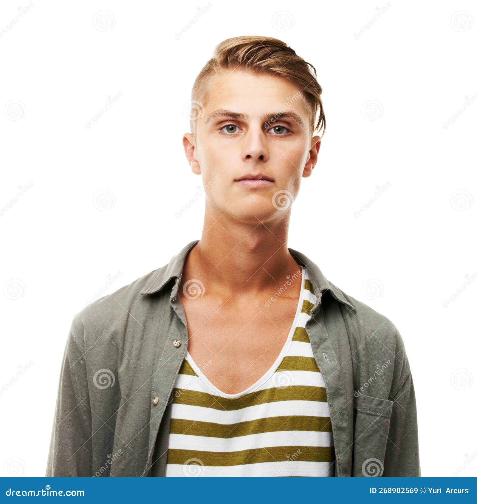 Serious Young Style. Studio Headshot of a Serious Looking Young Man ...