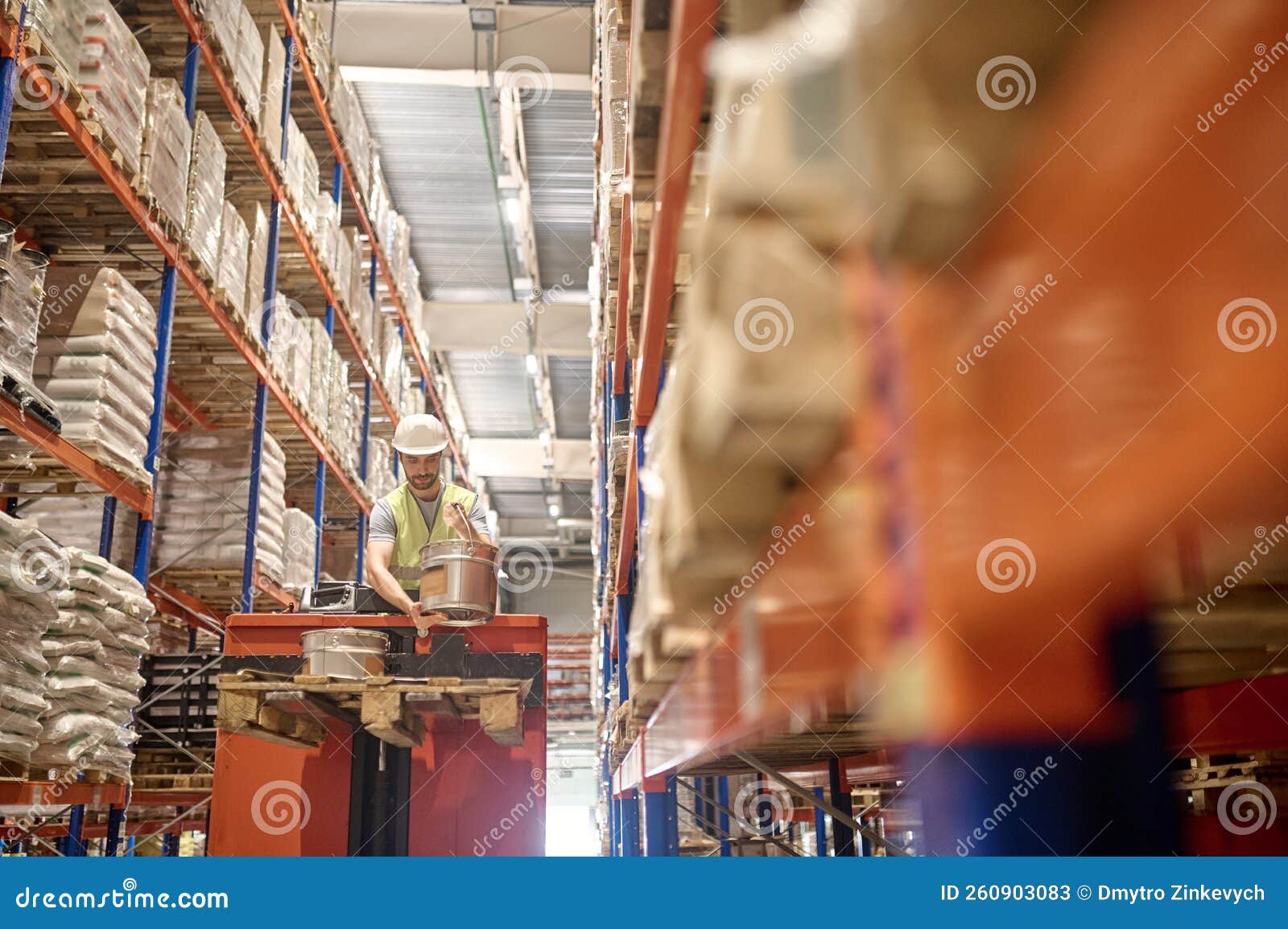 Serious Young Warehouse Loader Dealing with Good Stock Image - Image of ...