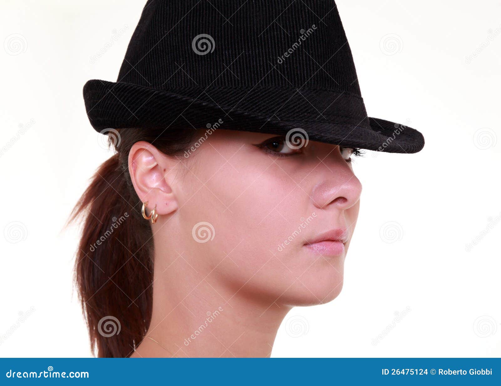 Serious Young Woman with Hat Stock Photo - Image of beautiful ...