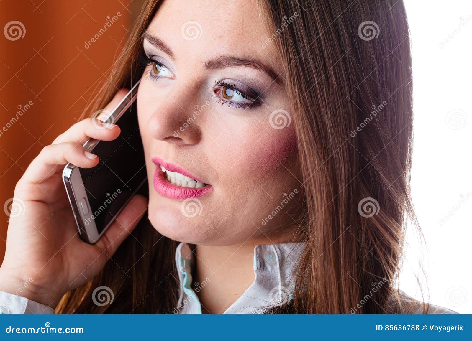Serious Young Woman Make Phone Call. Stock Photo - Image of ...