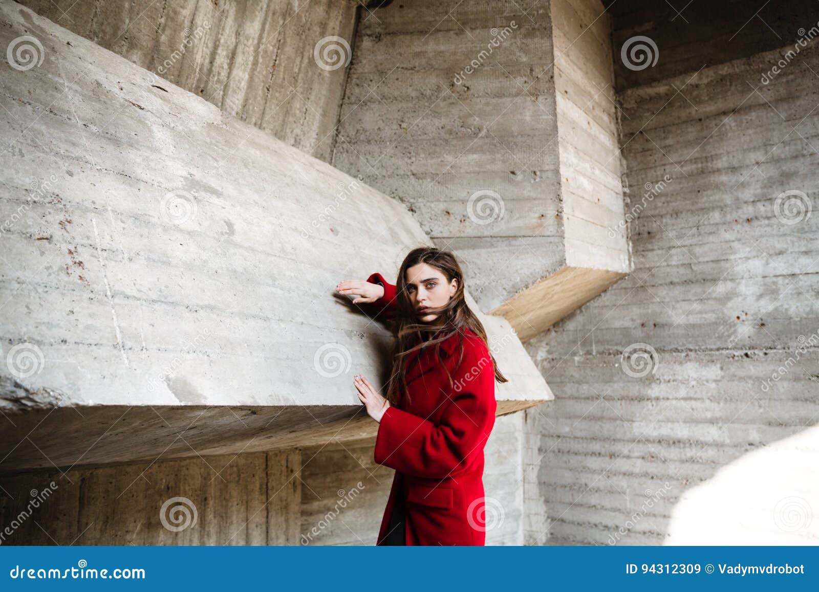 Serious Young Woman Standing and Posing Outdoors Stock Image - Image of ...